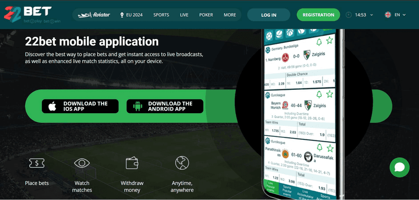 22Bet Mobile App, Download & Review for Android & iOS 2026